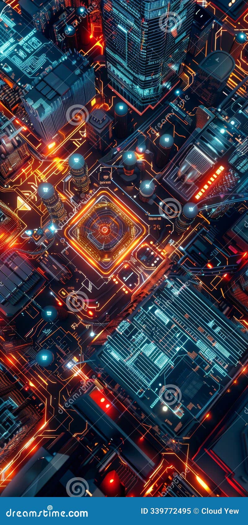 Cybersecurity Defense Systems Seen from a Top-down Angle. Stock ...