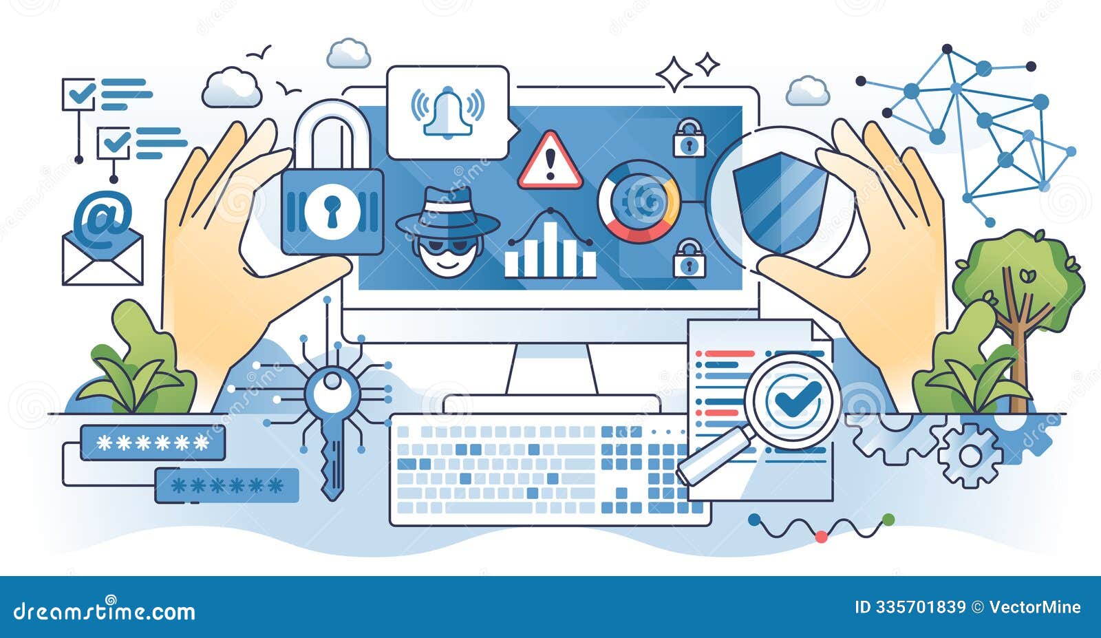 Cybersecurity Dictionary and Network Security Terms Outline Hands ...