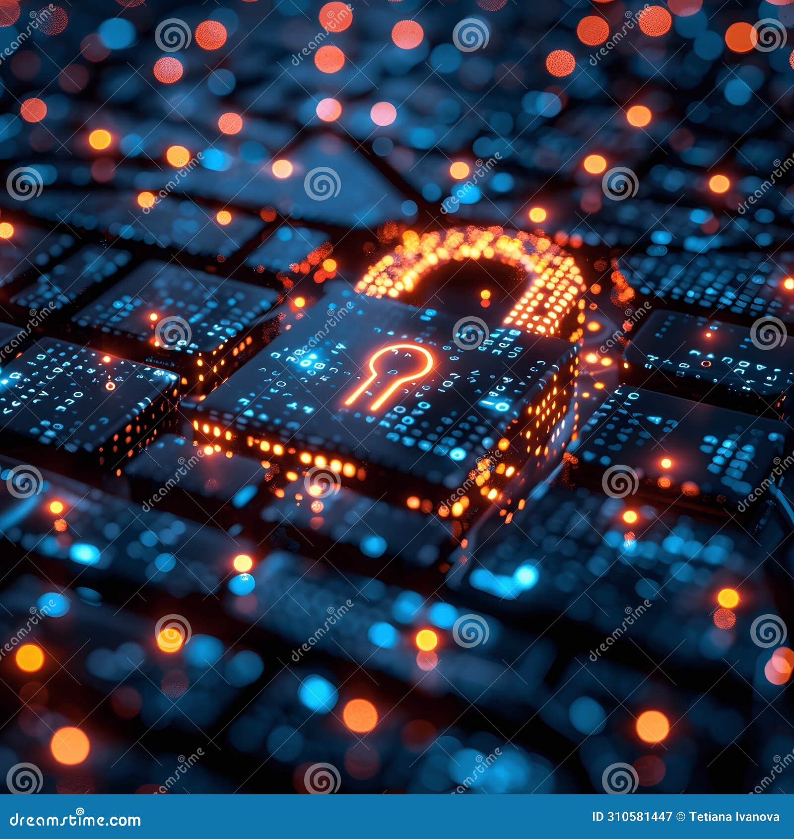 Cybersecurity in the Digital Age: Lock and Code. Stock Illustration ...