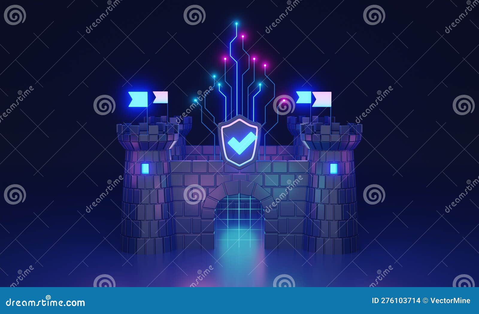 Cybersecurity and Digital Information Protection 3D Illustration ...