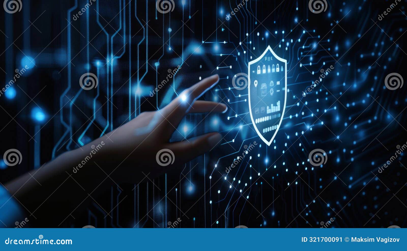 Cybersecurity Digital Interface, Generative AI Stock Image - Image of ...