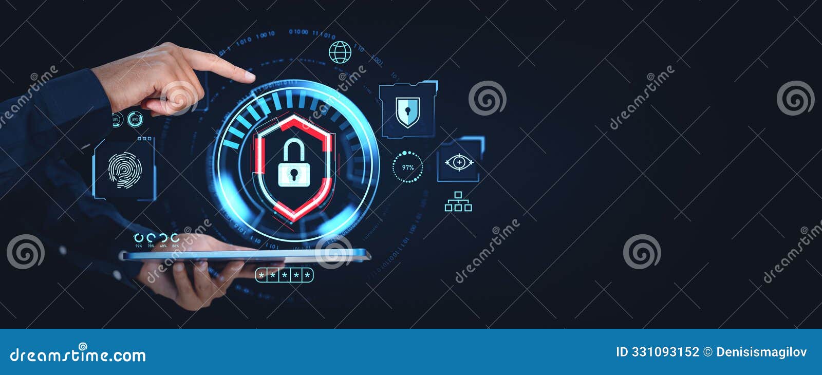 Cybersecurity Digital Fortress With Glowing Circuit Walls Royalty-Free ...