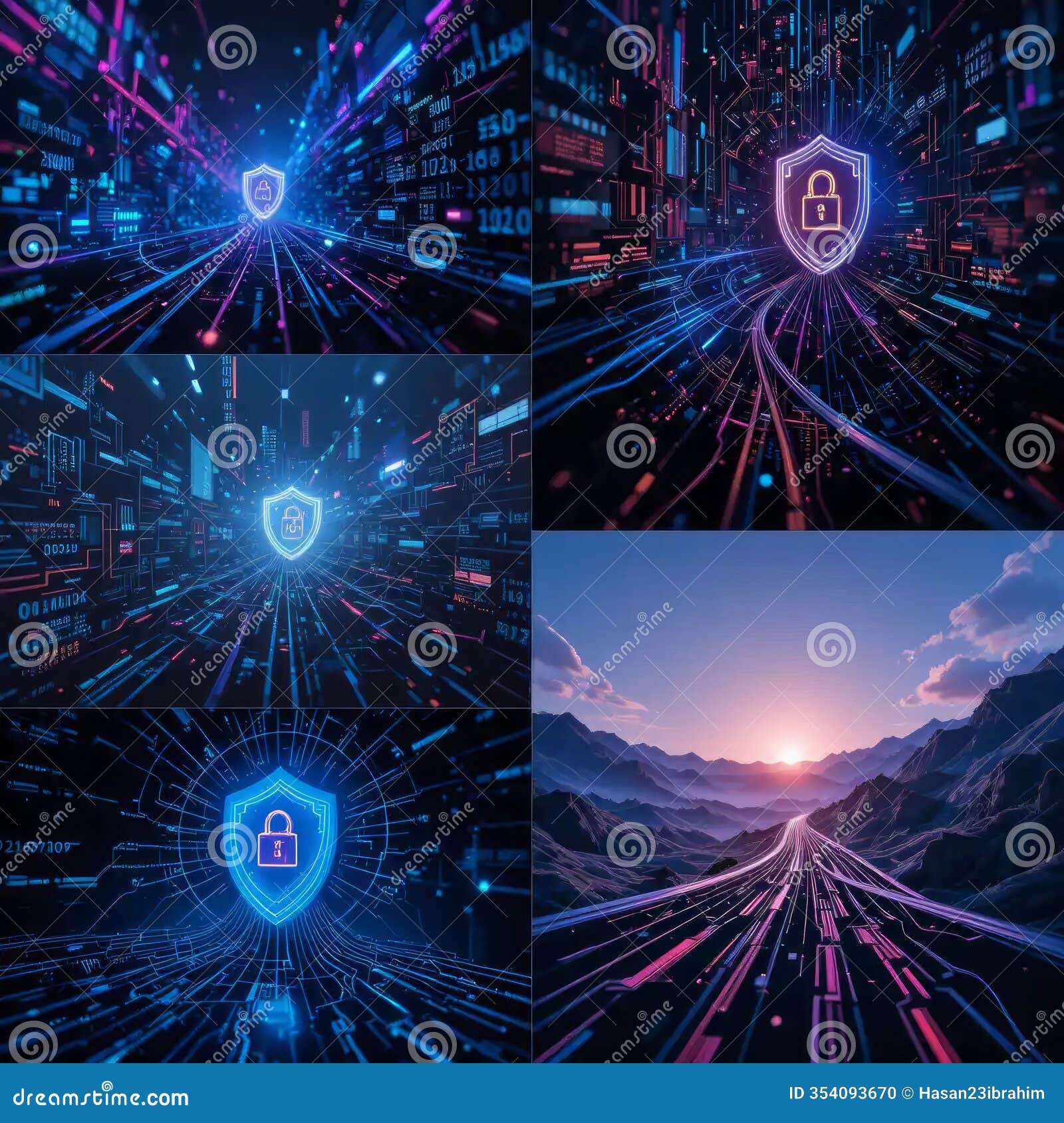 Cybersecurity Digital Landscape: Futuristic Data Highway Protected by ...