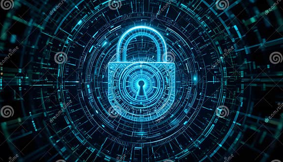 Cybersecurity: Digital Lock Abstract Futuristic Concept. Generative AI ...