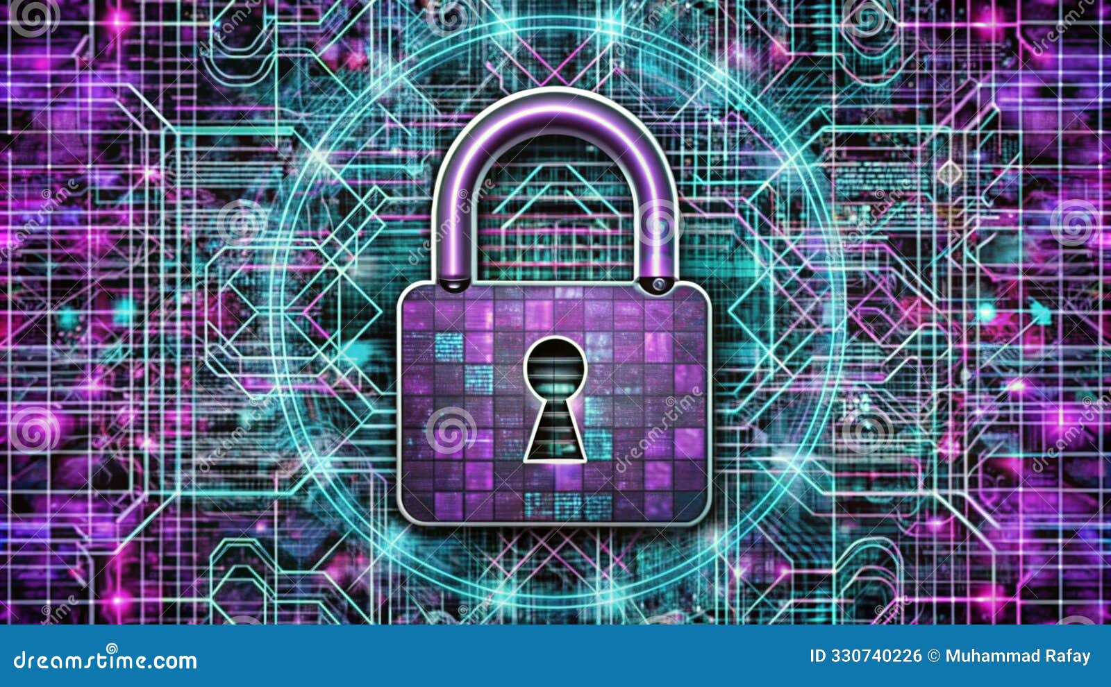 Cybersecurity Digital Lock Pattern Background Stock Photo - Image of ...