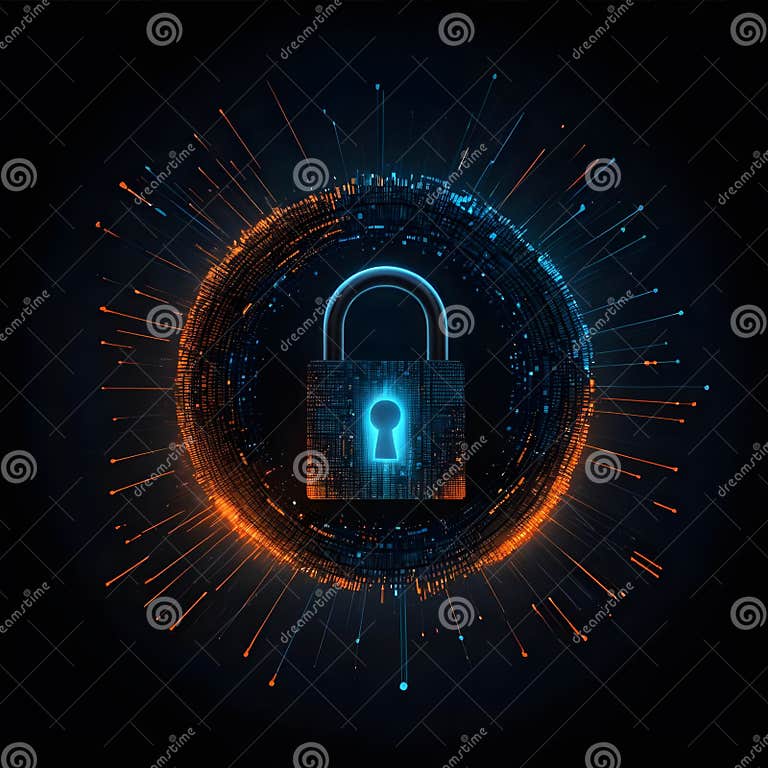 Cybersecurity Digital Lock System Abstract Representation Data ...