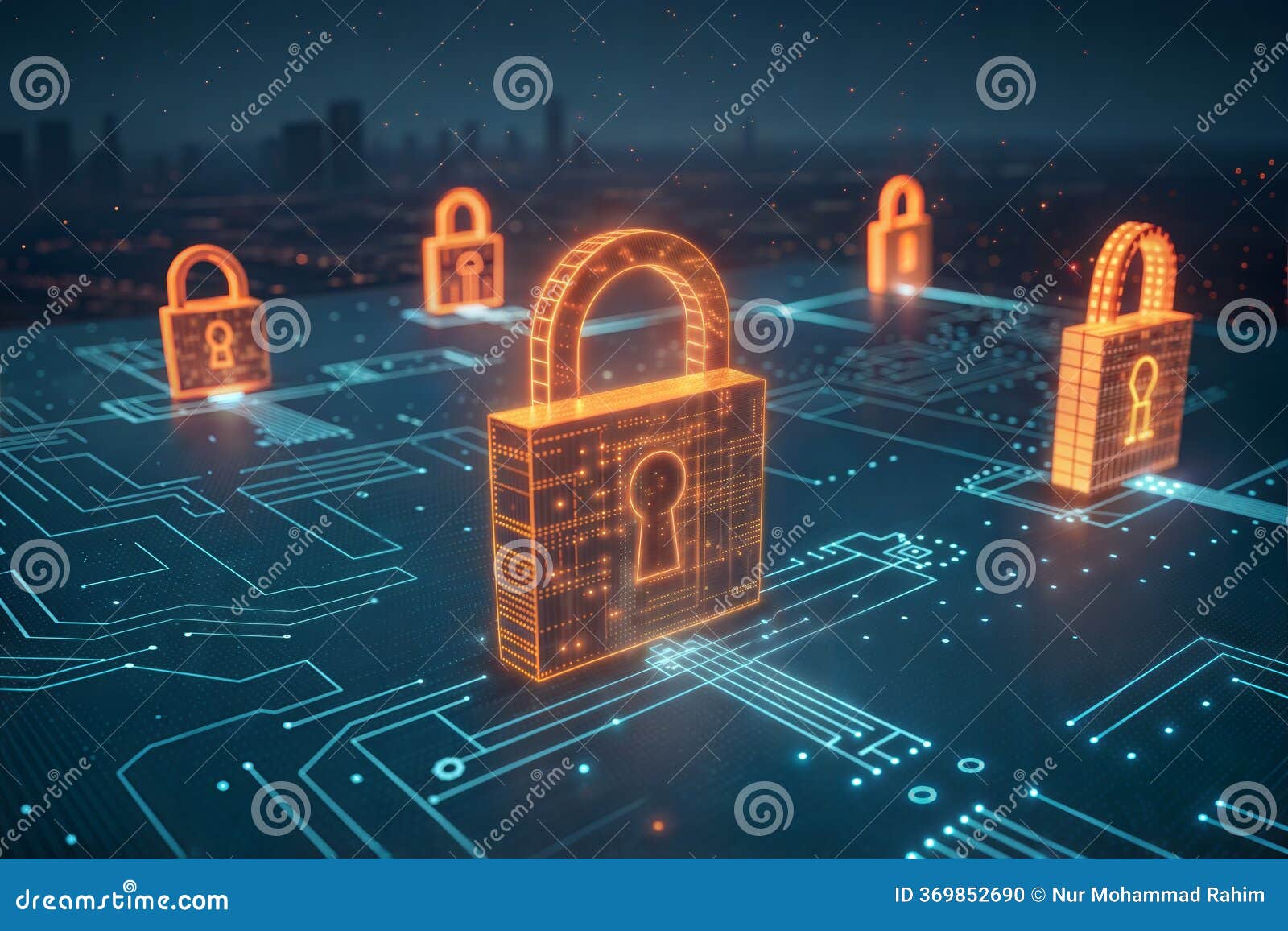 Digital Locks And Firewalls Protect Networks From Cyber Threat. Concept ...