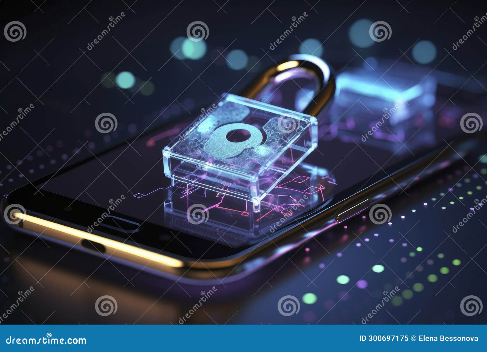 Cybersecurity Digital Technology Security. Isometric Mobile Phone ...