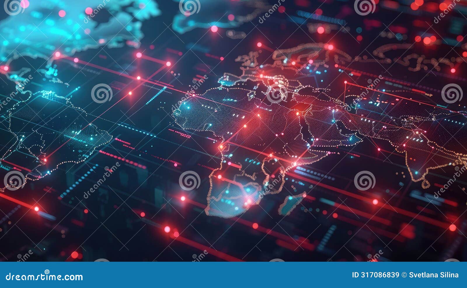 Cybersecurity Digital World Map with Nodes and Connections Highlighted ...