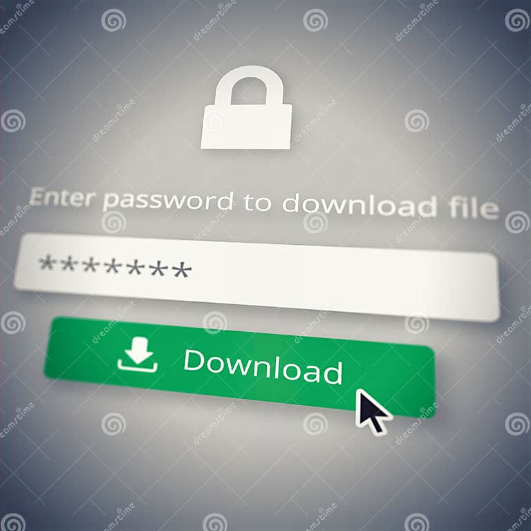 Cybersecurity, Download and Password with Icon on Screen To Select or ...