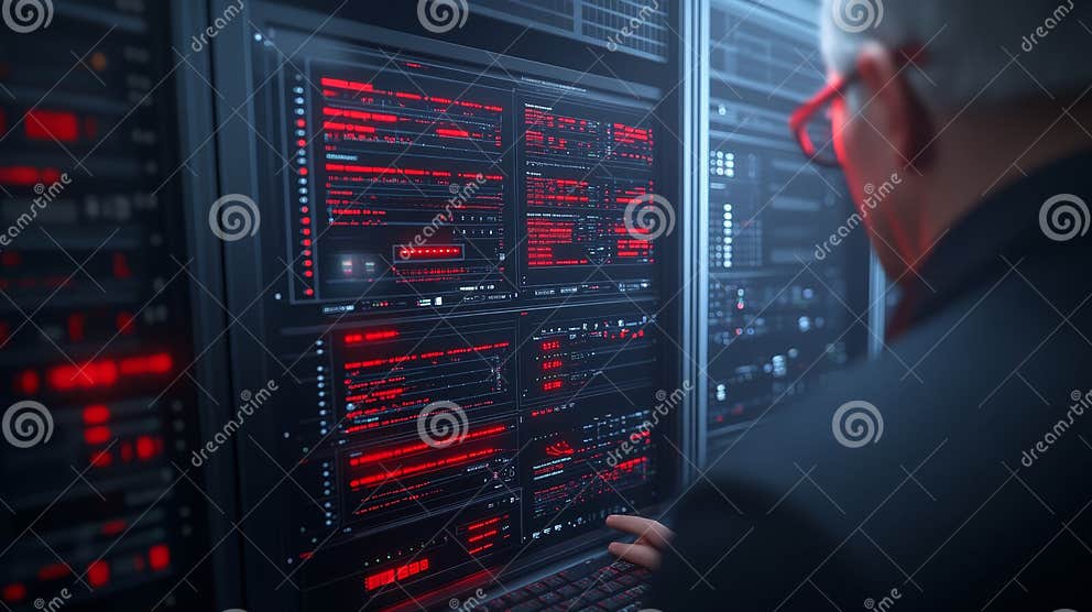 Cybersecurity Expert Analyzing Data on Multiple Screens Stock ... Cybersecurity Expert Analyzing Data on Multiple Screens Stock ...