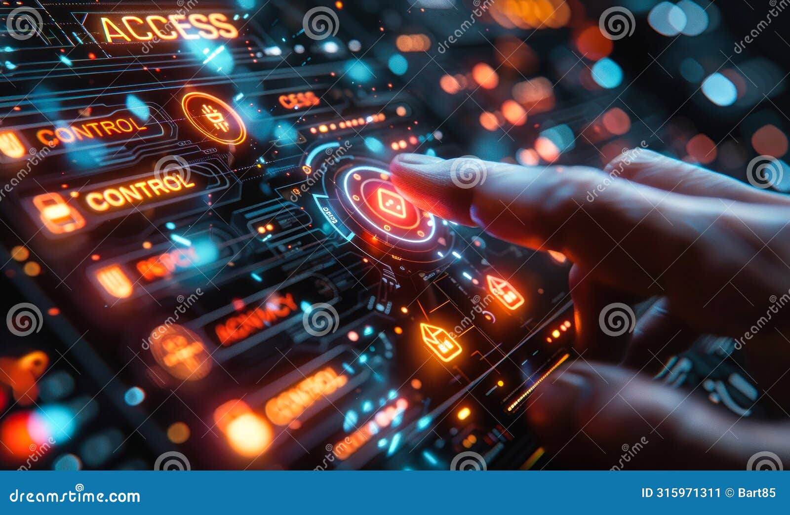 Cybersecurity Expert Configuring Access Control Protocols with Virtual Interface Displaying ...