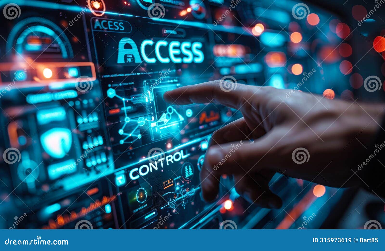 Cybersecurity Expert Configuring Access Control Protocols with Virtual Interface Displaying ...