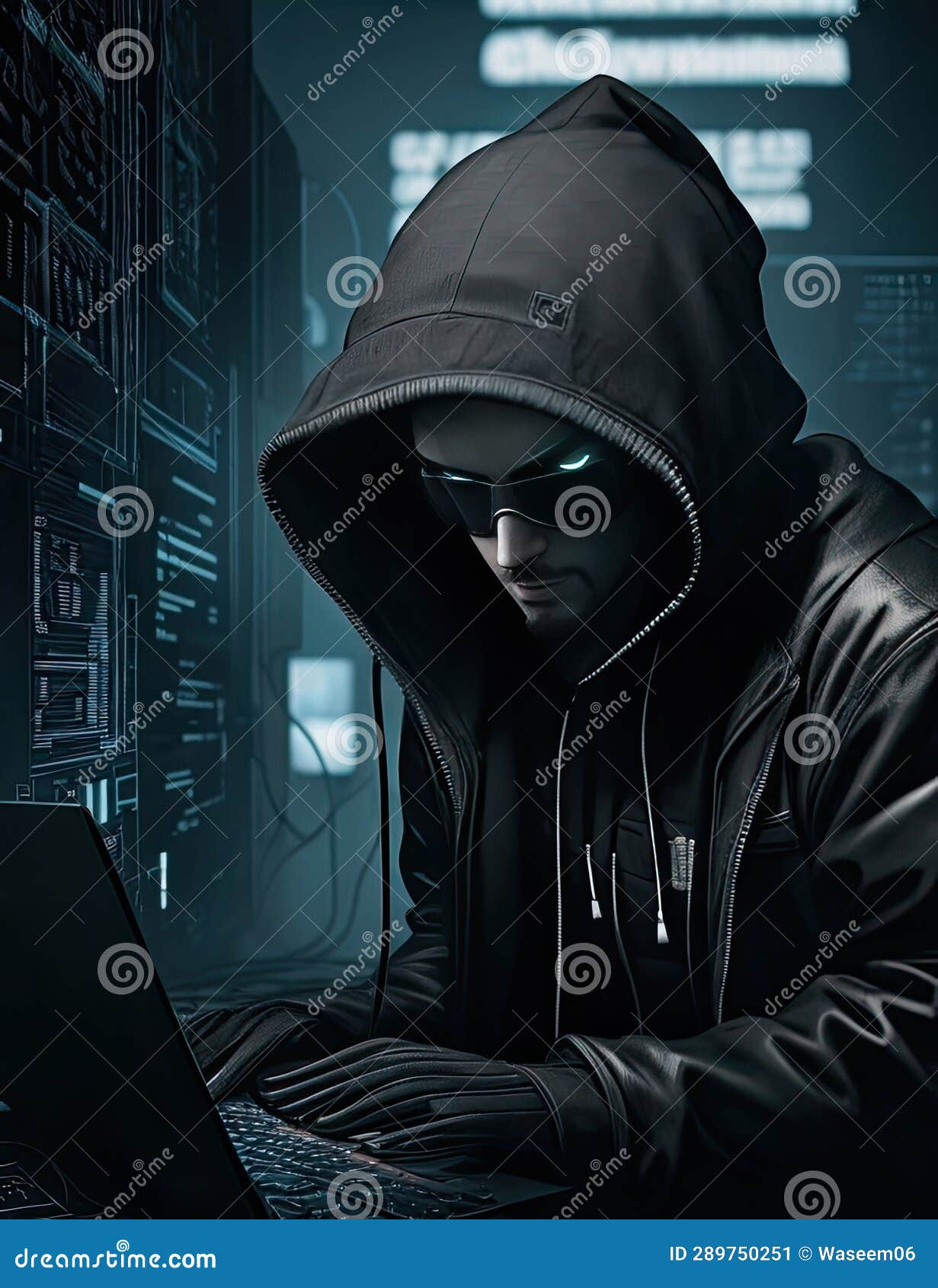 Digital Security Expert Hacker Working on Computer Stock Illustration ...