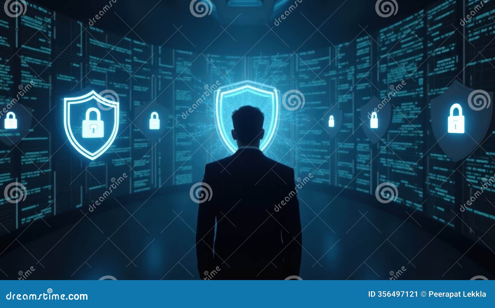 Cybersecurity Expert in High-Tech Environment Stock Illustration - Illustration of security ...