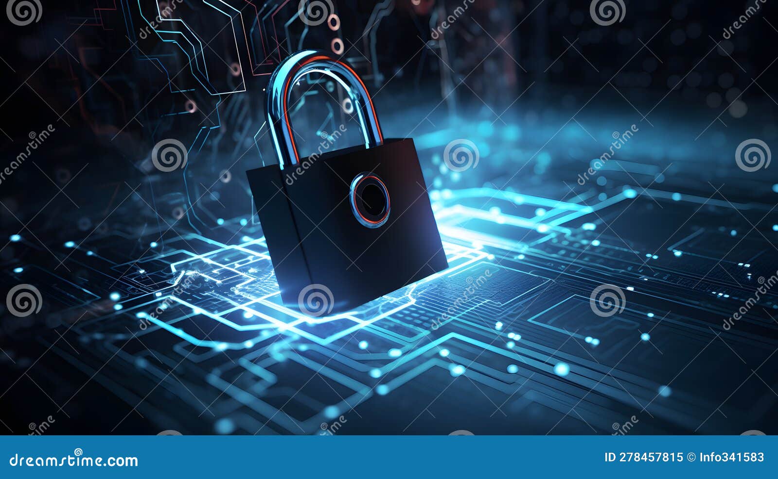Cybersecurity's Importance Unlocked: A 3D Look At The Padlock. Stock ...