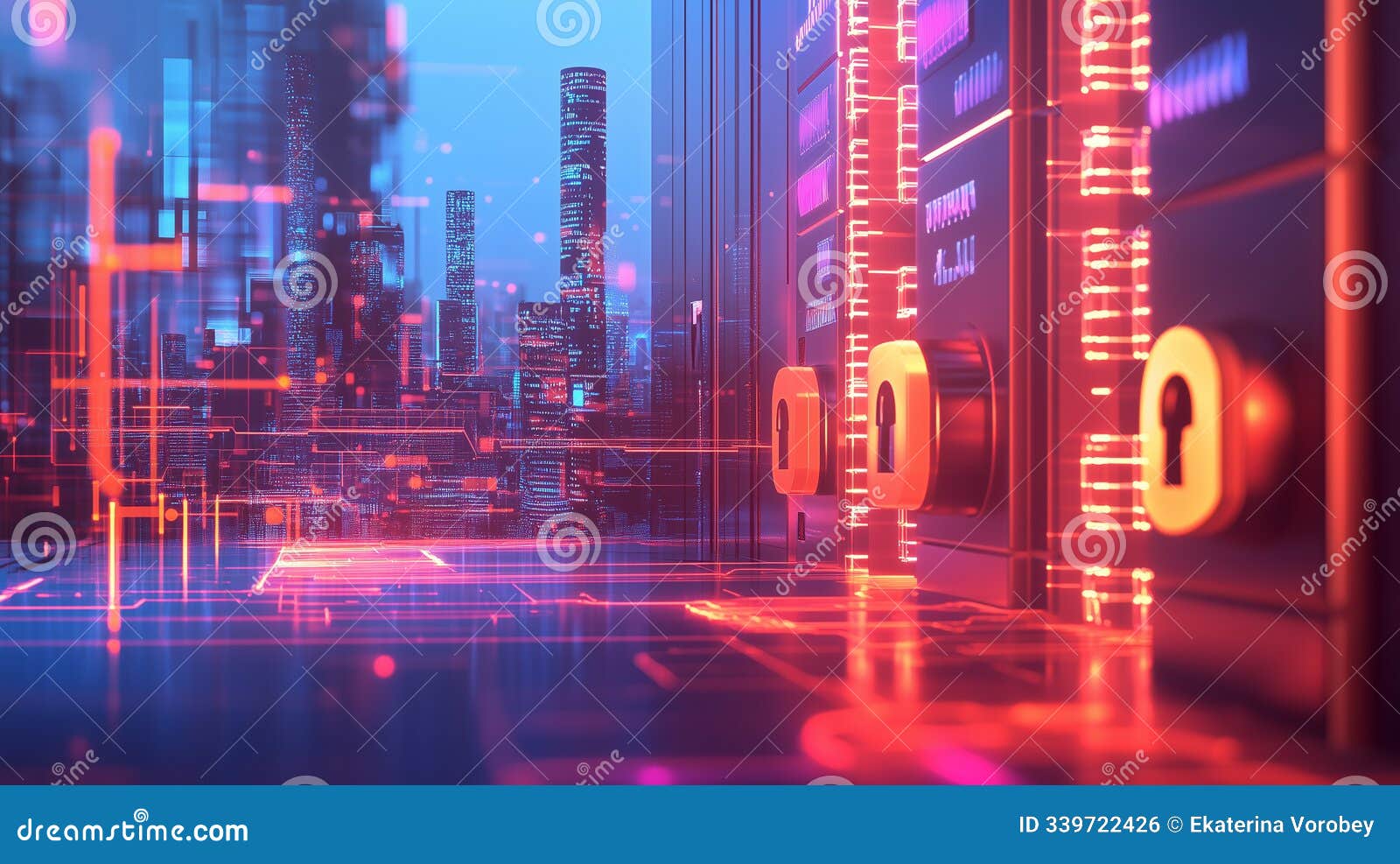 Cybersecurity Firewall Visualization, Generative Ai Stock Illustration ...