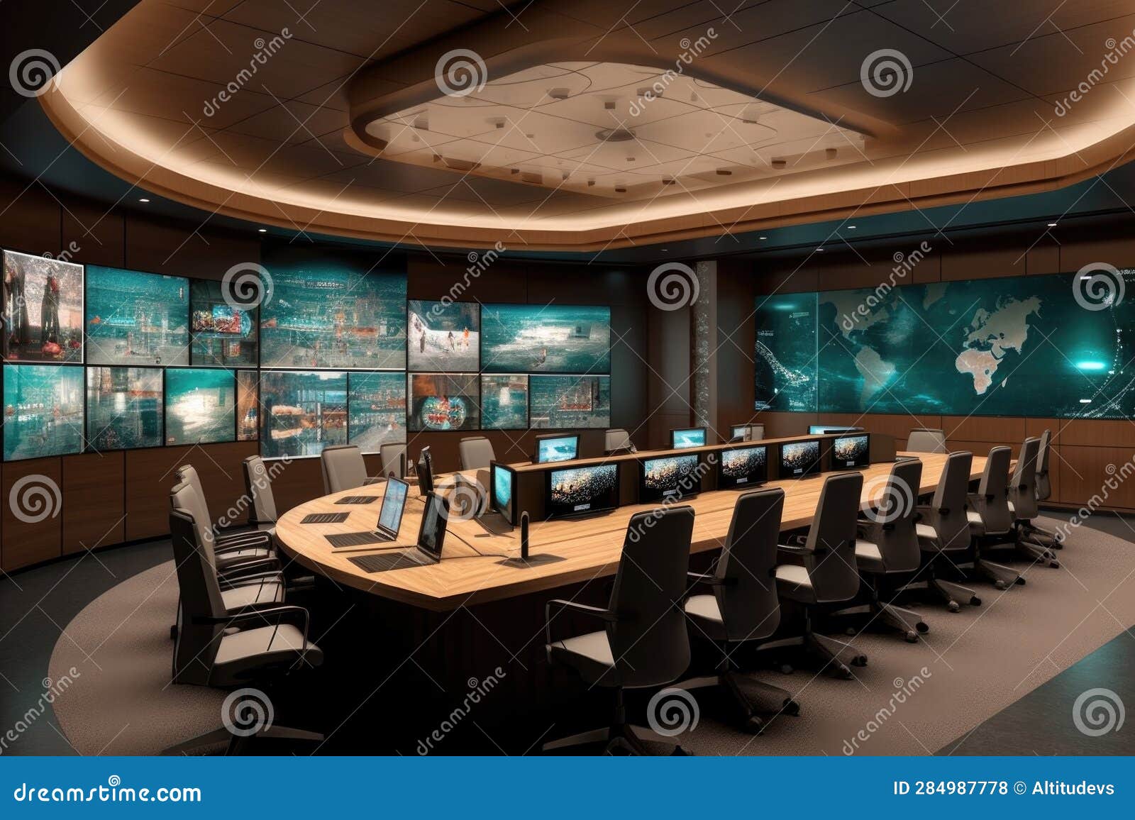 Cybersecurity-focused Virtual Conference Room Design Stock Illustration ...