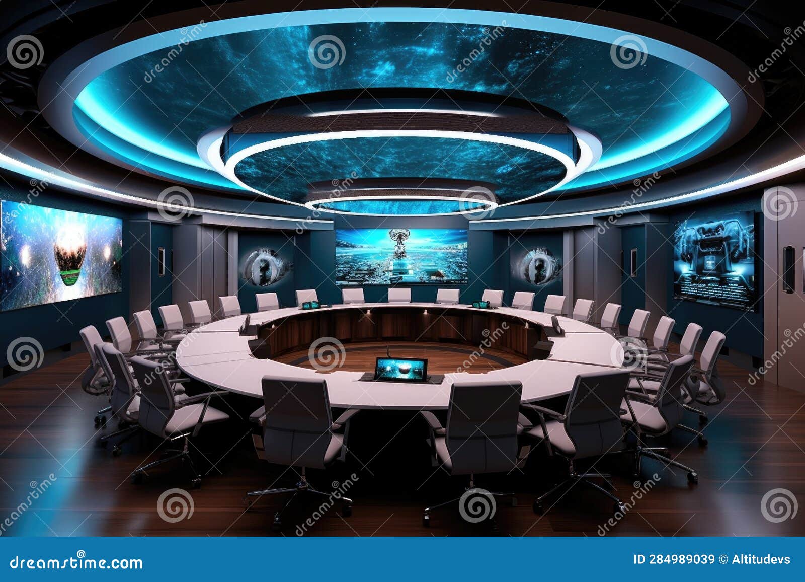 Cybersecurity-focused Virtual Conference Room Design Stock Illustration ...