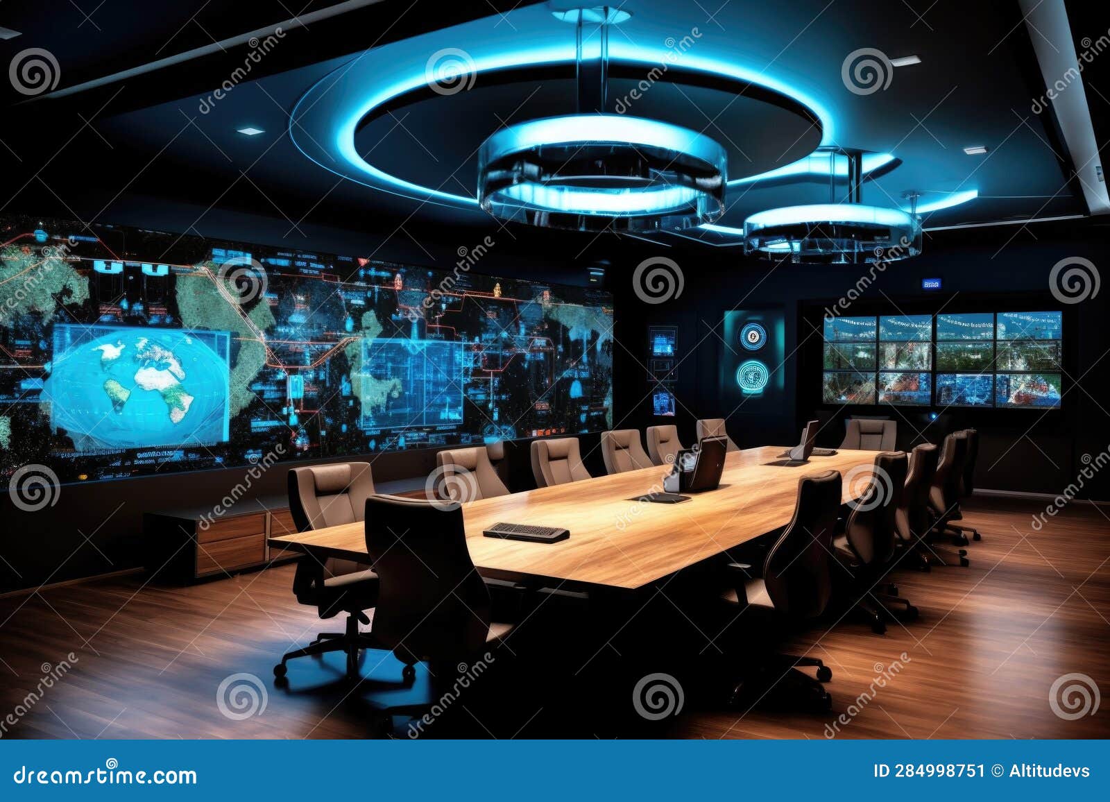 Cybersecurity-focused Virtual Conference Room Design Stock Illustration ...