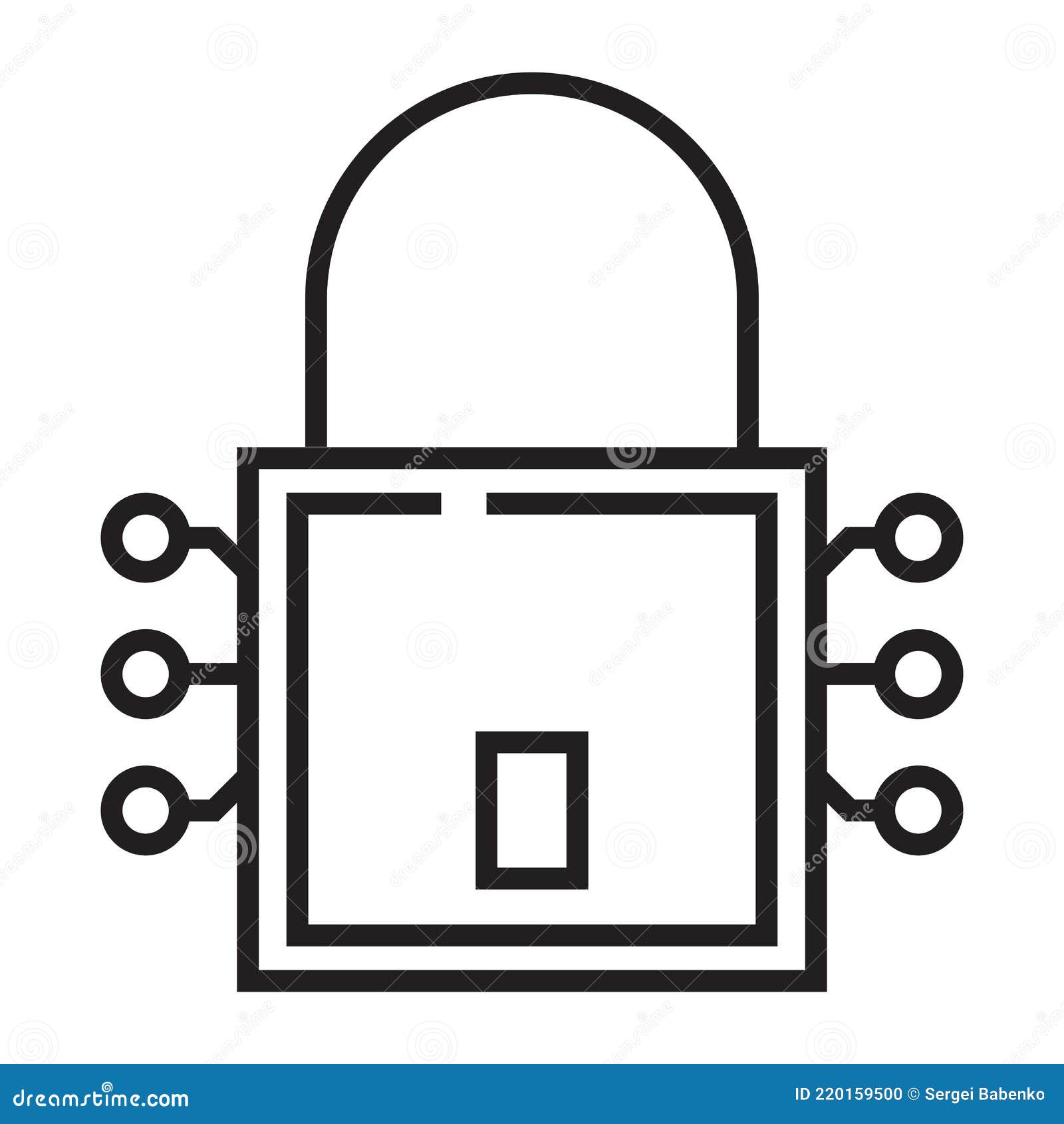 Cybersecurity in the Form of a Lock Outline Icon Isolated on White ...