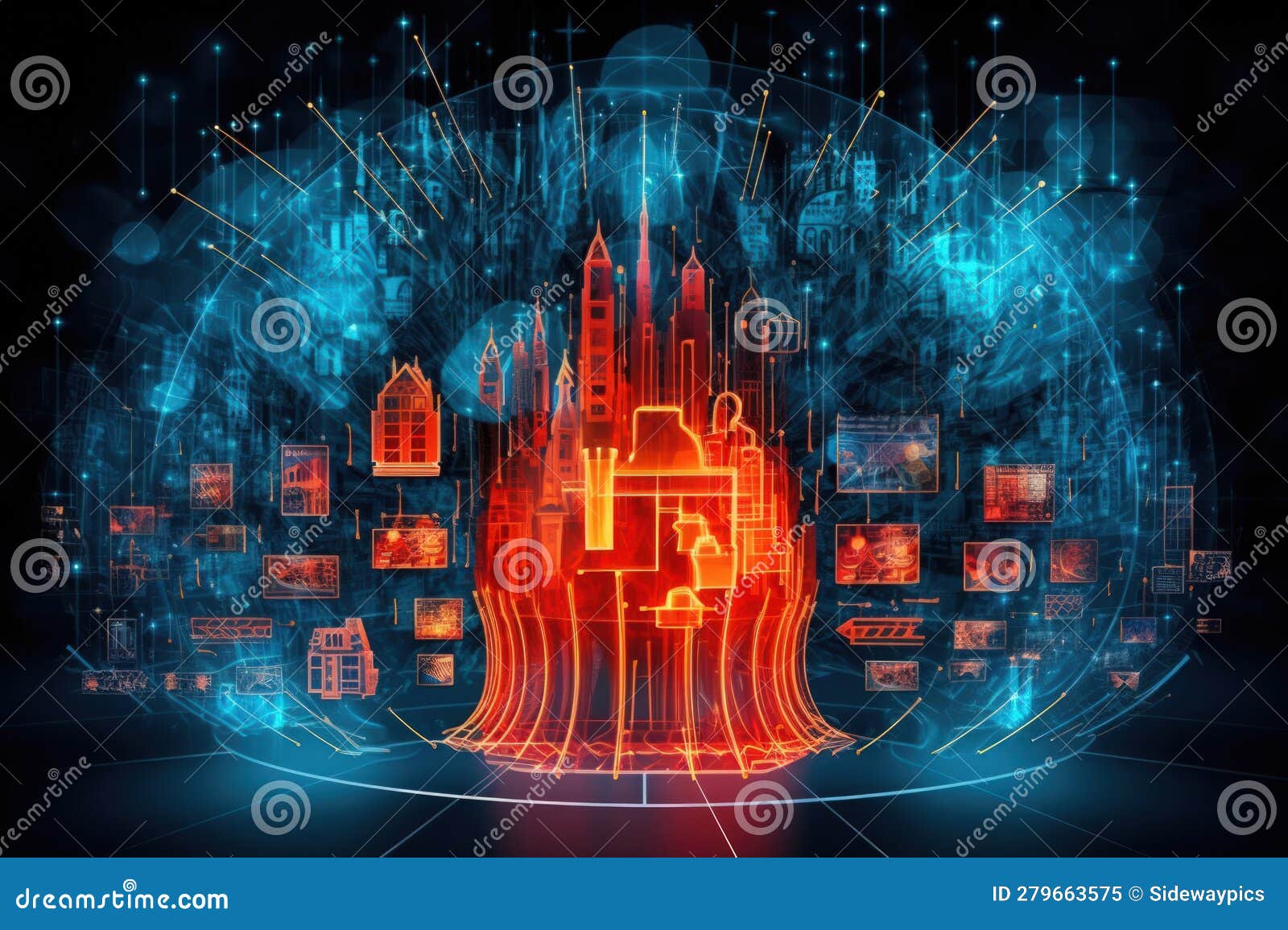 Cybersecurity - Generative AI Stock Illustration - Illustration of ...