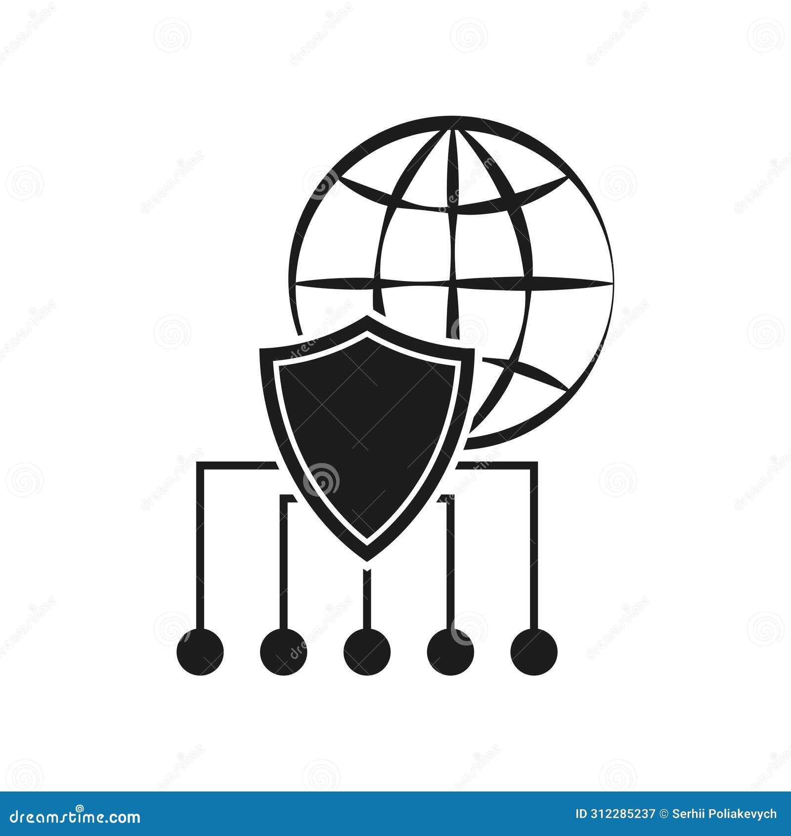 Cybersecurity Global Shield. Network Internet Protection. Vector ...