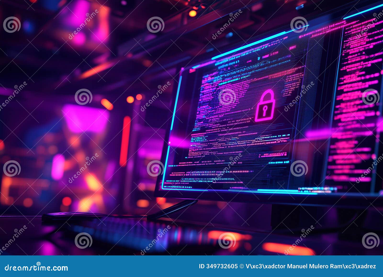 Cybersecurity and Hacking on the Network Stock Image - Image of access ...
