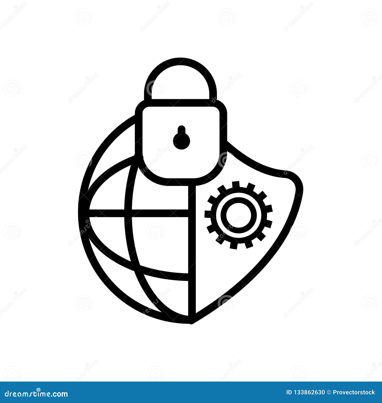 Cybersecurity Icon, Online Protection Symbol Cartoon Vector ...