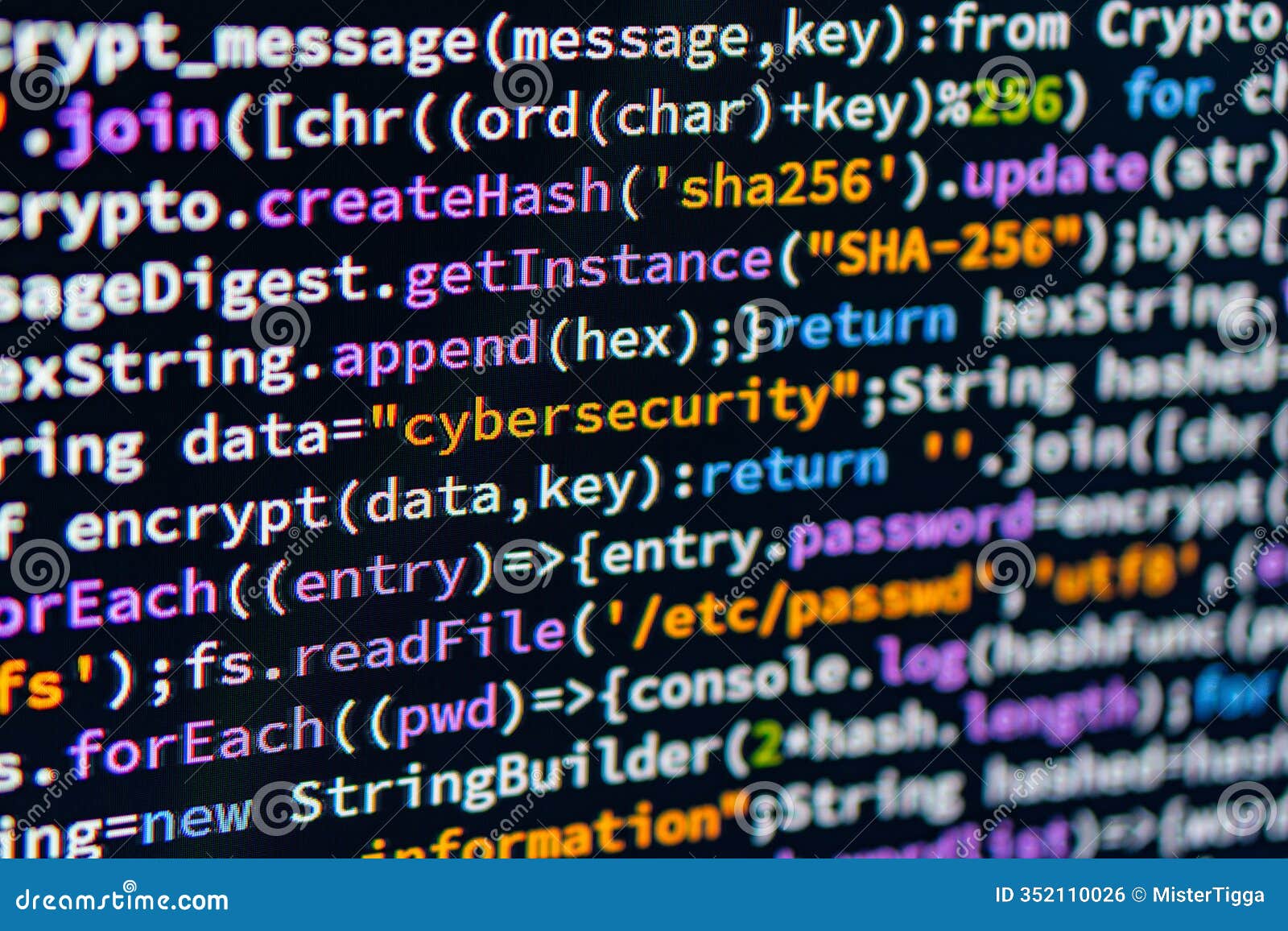 Cybersecurity. the Image Shows Lines of Computer Code or Binary Data Written in a Script or File ...