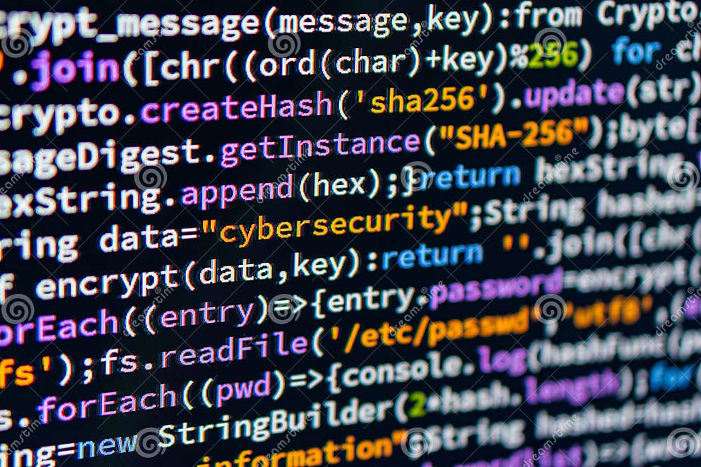 Cybersecurity. the Image Shows Lines of Computer Code or Binary Data ...
