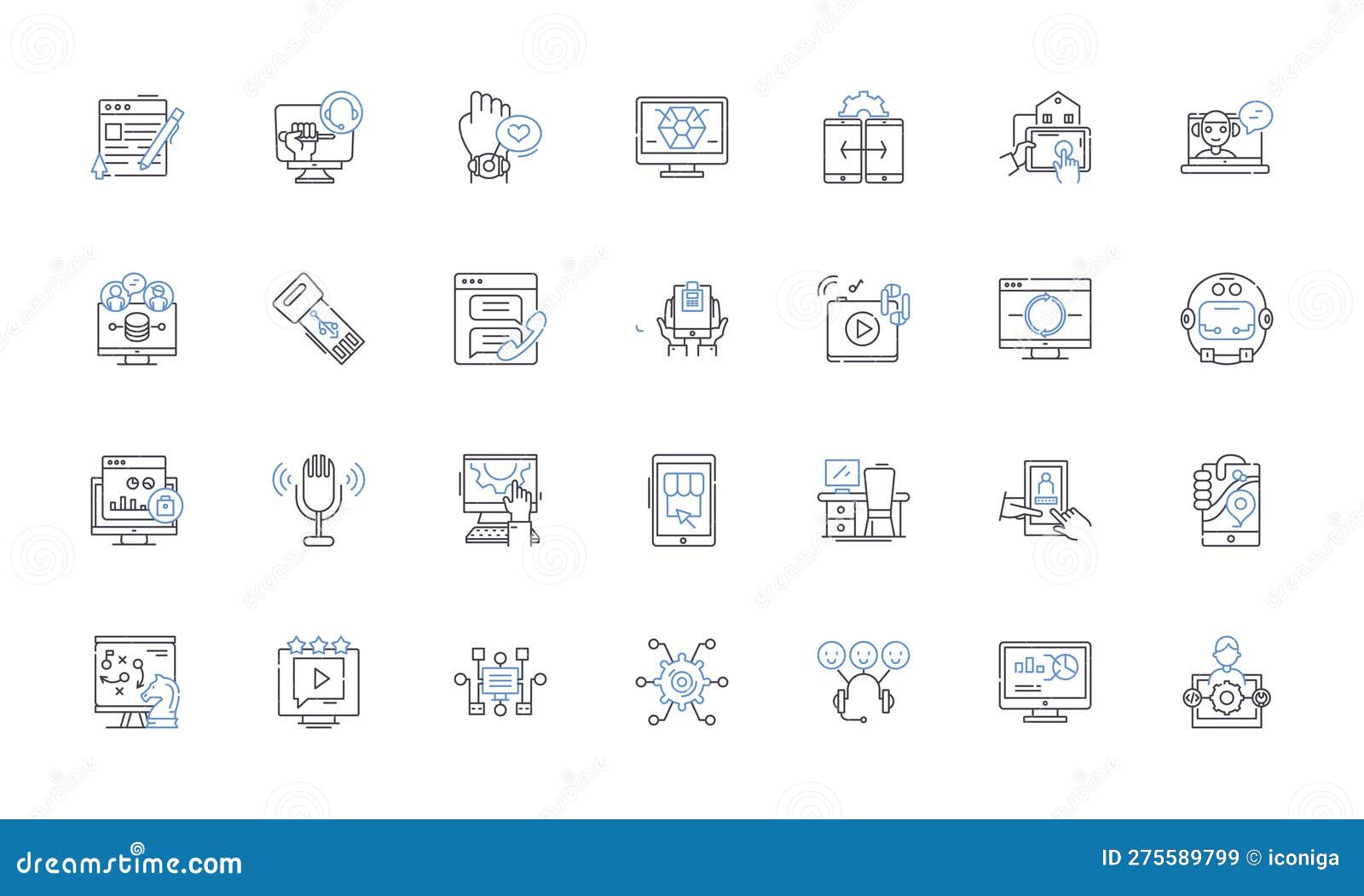 Cybersecurity Intelligence Line Icons Collection. Threats, Breaches ...