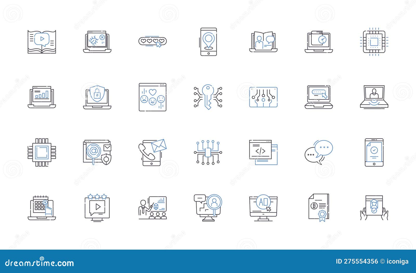 Cybersecurity Line Icons Collection. Encryption, Firewall, Malware ...