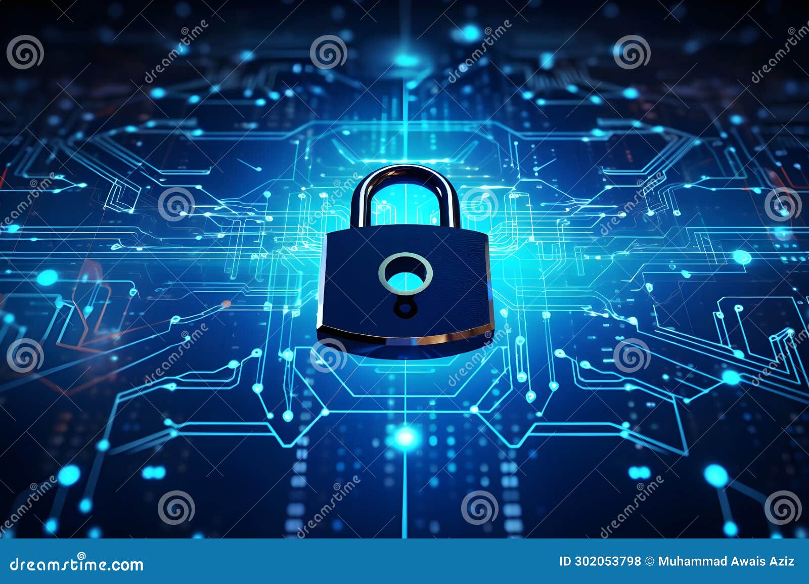 Cybersecurity Lock Black Background - Ai Generated Stock Illustration ...
