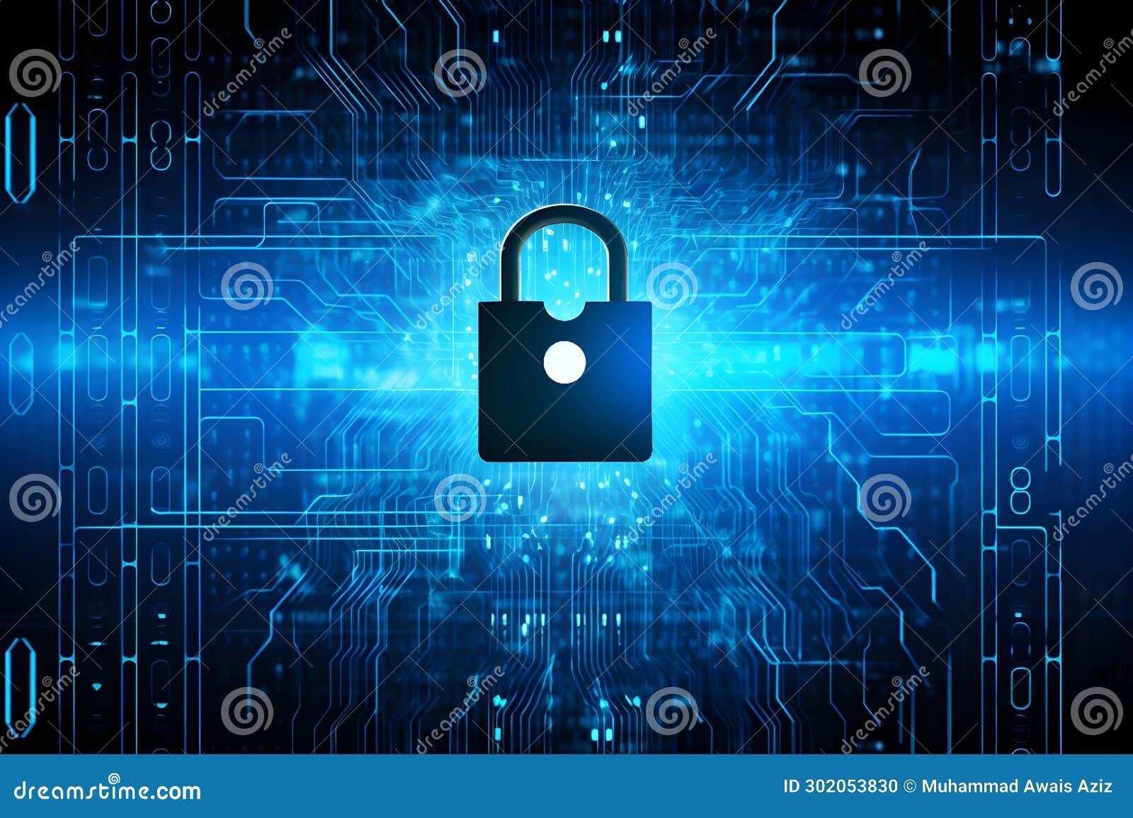 Cybersecurity Lock Black Background - Ai Generated Stock Illustration ...