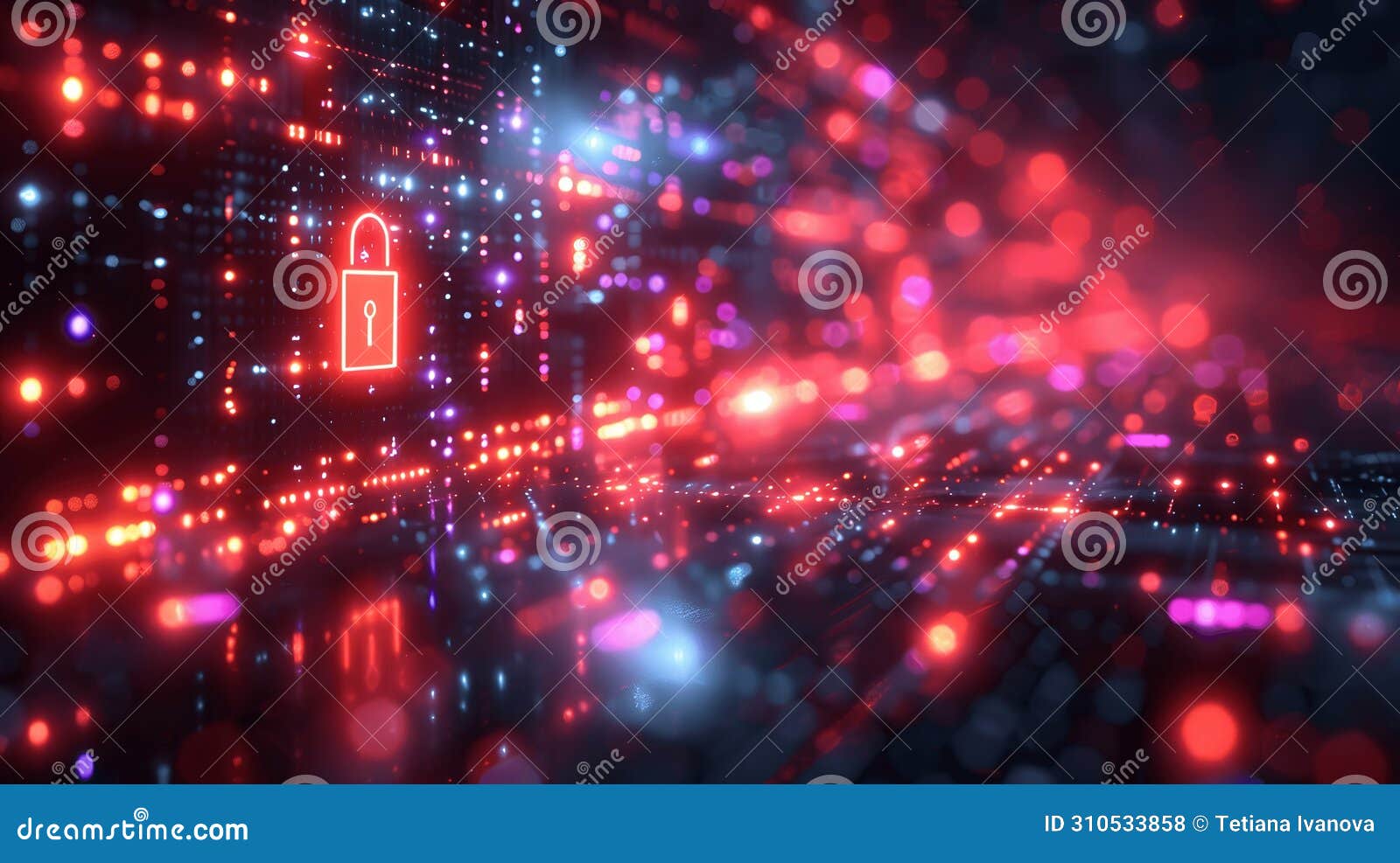 Cybersecurity Lock on a Code Matrix Background. Stock Illustration ...