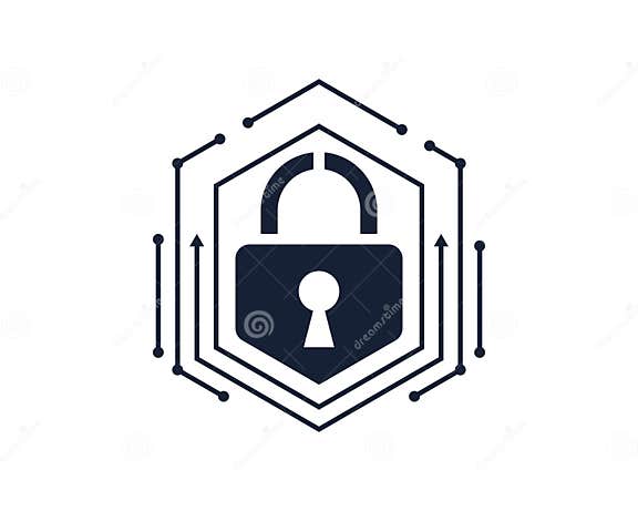 Cybersecurity Lock Icon Representing Digital Data Protection, Network ...