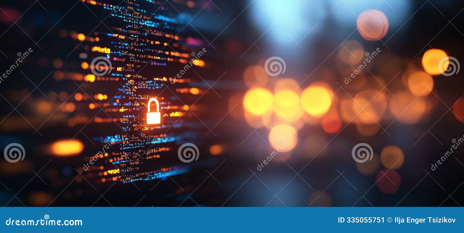 Cybersecurity Lock Icon Representing Digital Data Protection, Network Security, Encryption ...