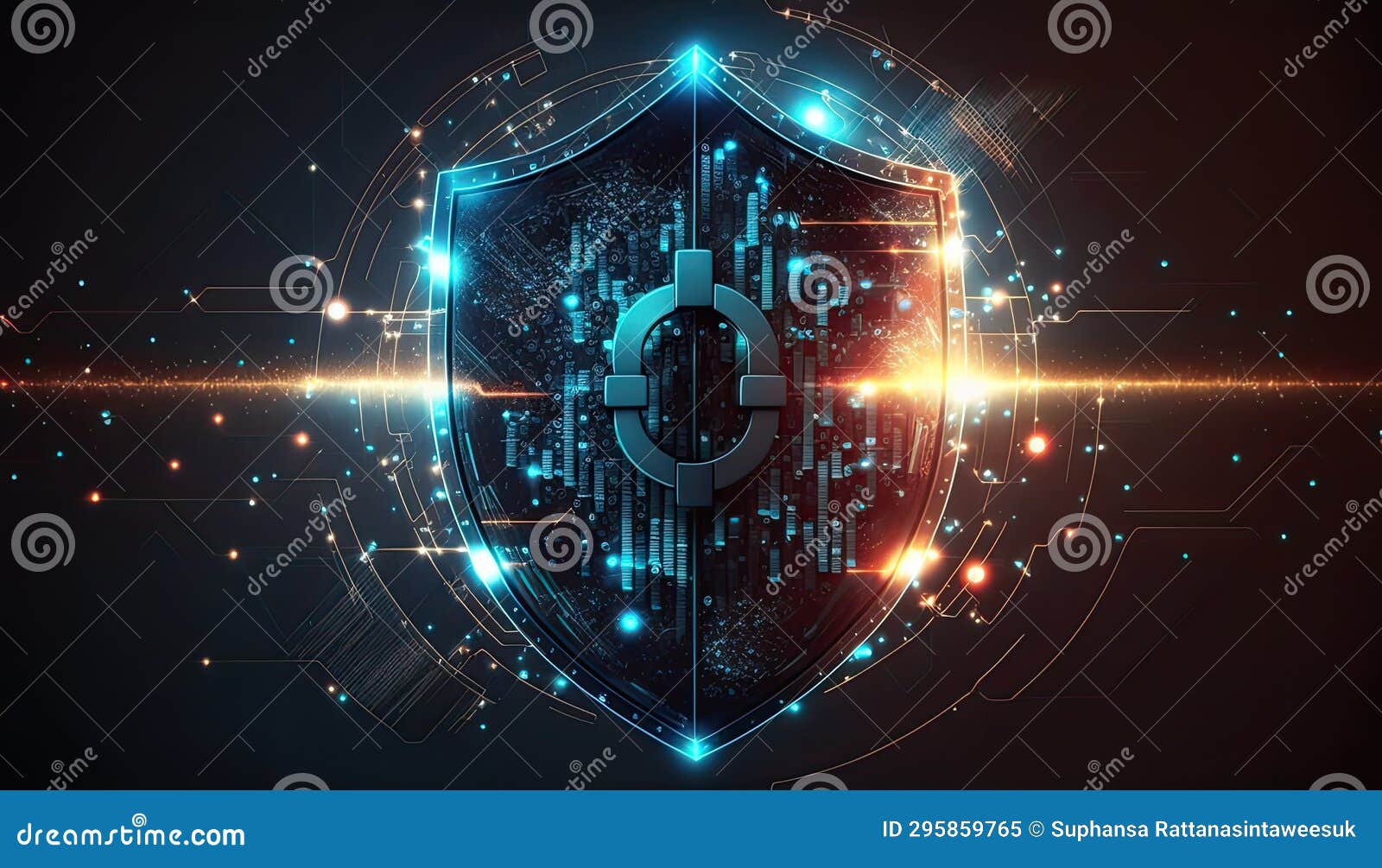 Cyber Security Locked Shield Technology Stock Image - Image of identity ...