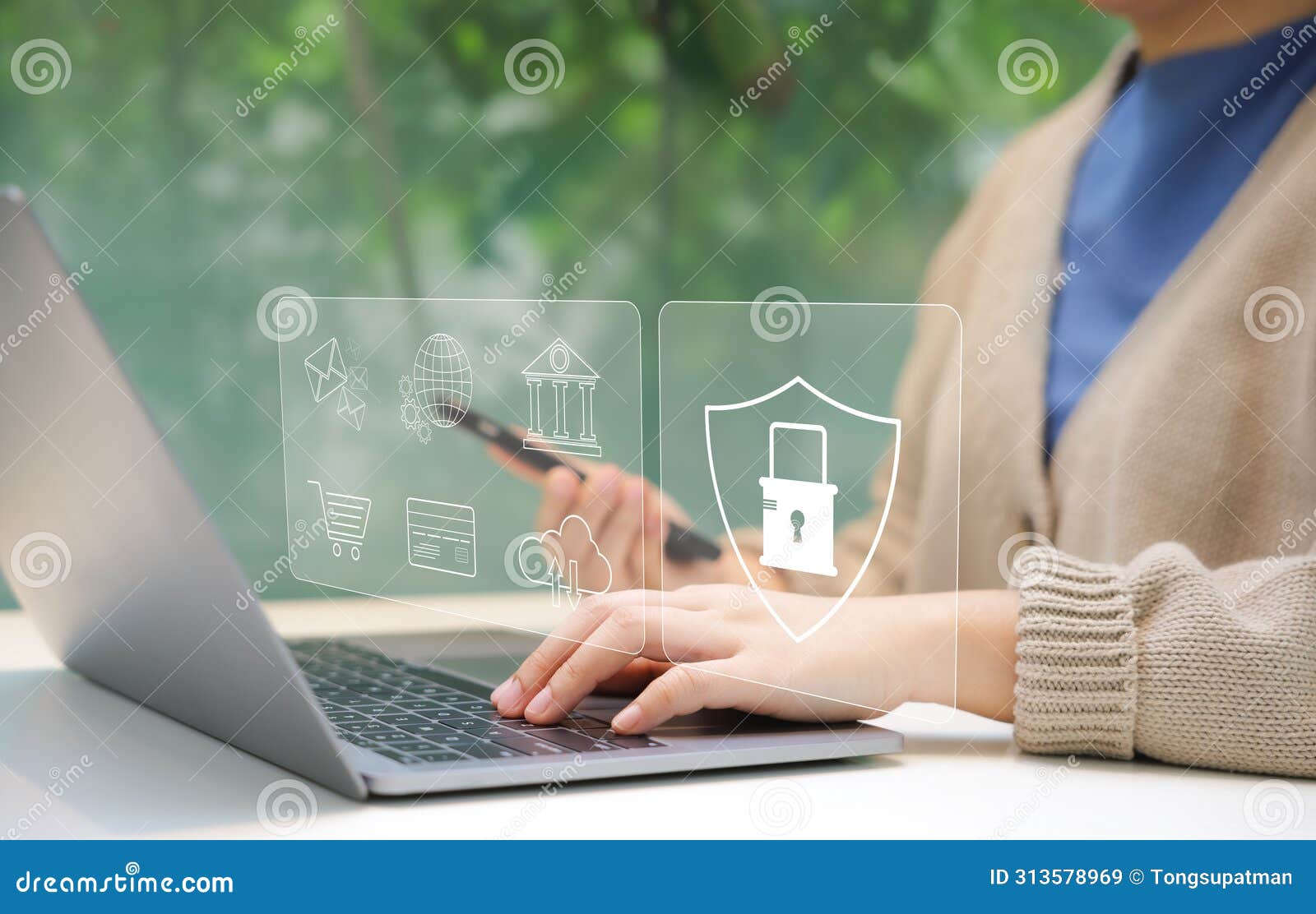 Cybersecurity Management and Data Protection Concept. Showcasing a ...