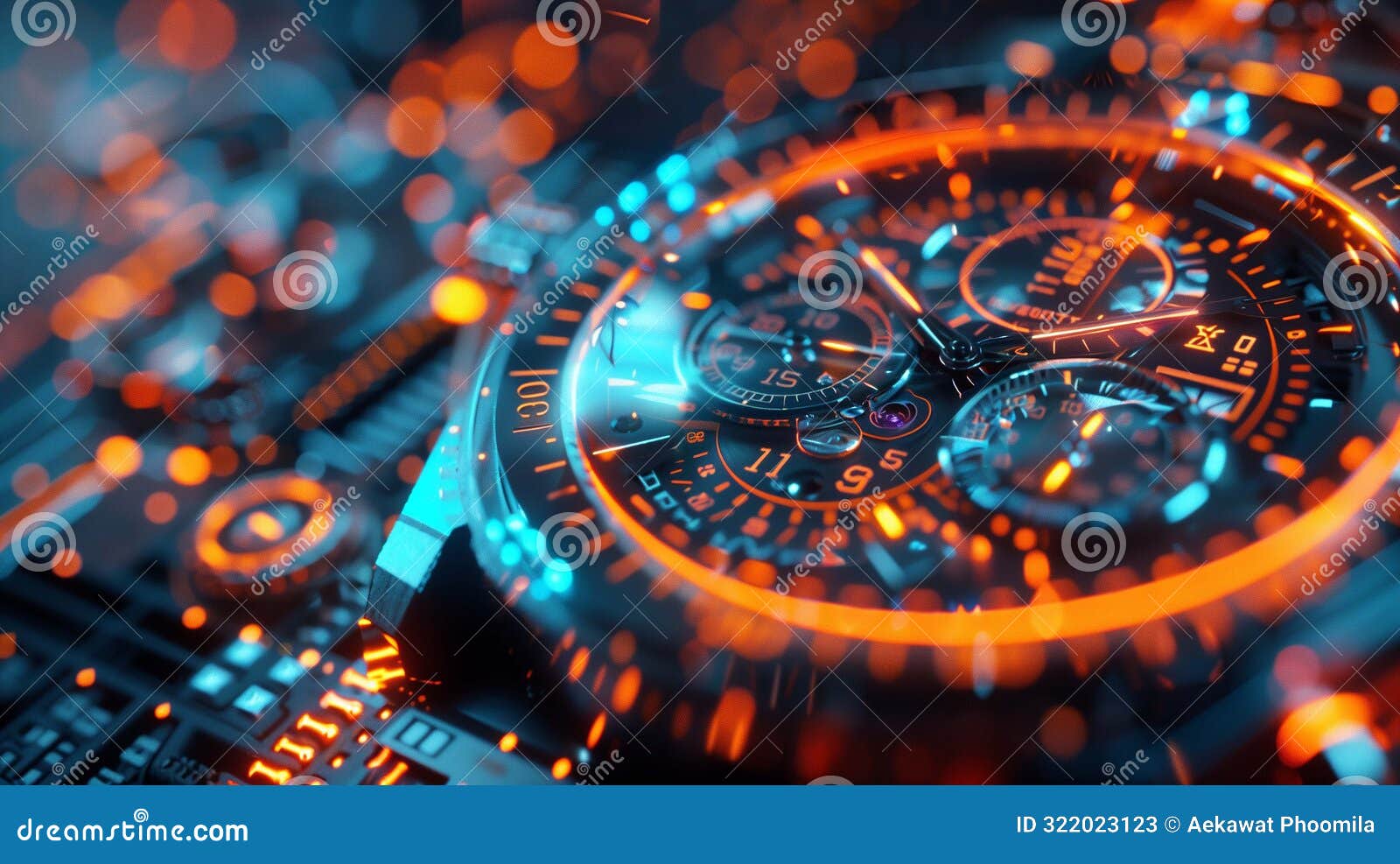 Futuristic 3D Landscape Representing Interconnected Digital Information ...