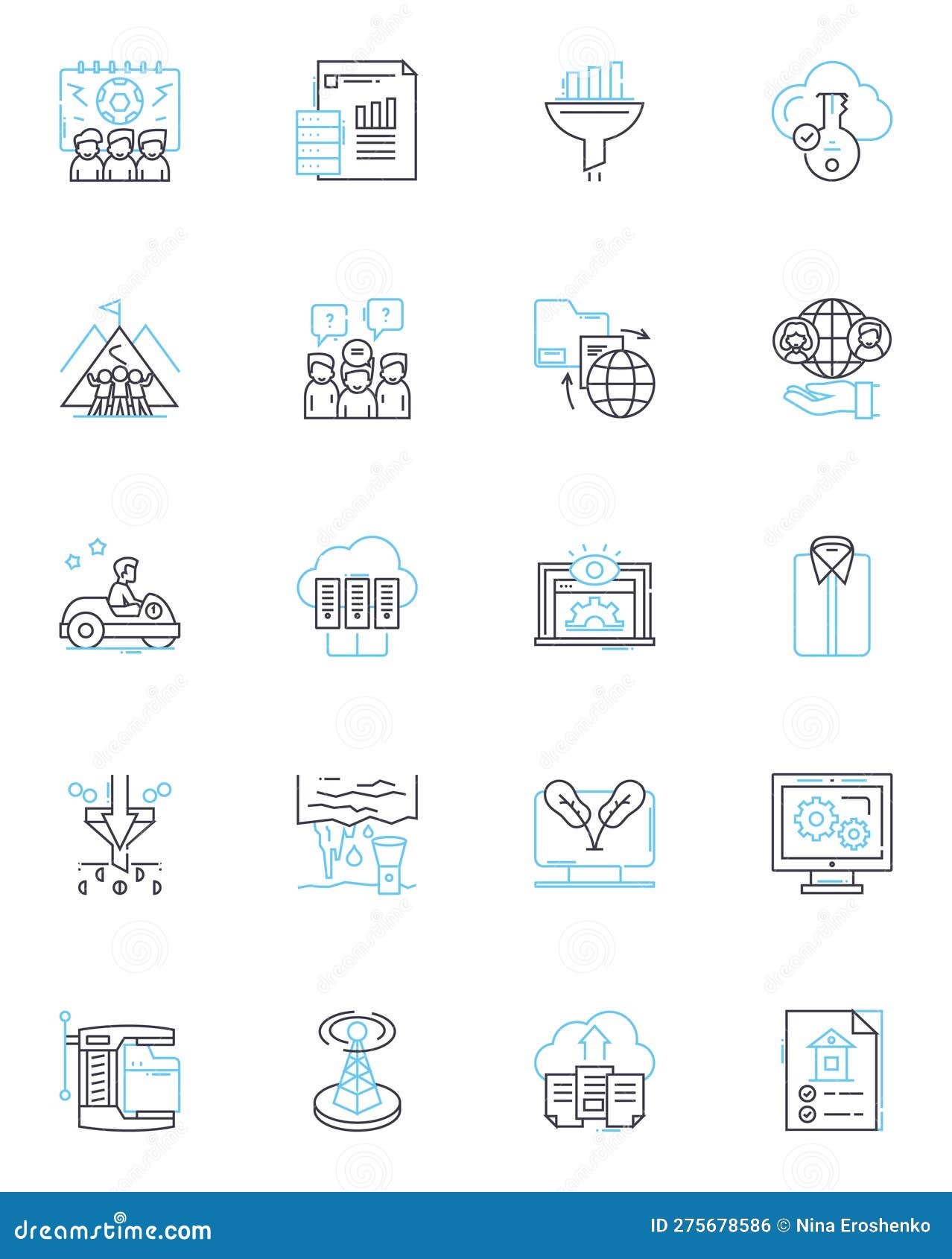 Cybersecurity Measures Linear Icons Set Encryption Firewall Antivirus Authentication