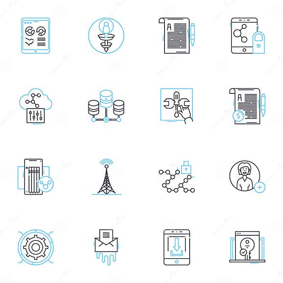 Cybersecurity Measures Linear Icons Set. Firewall, Encryption, Authentication, Authorization ...