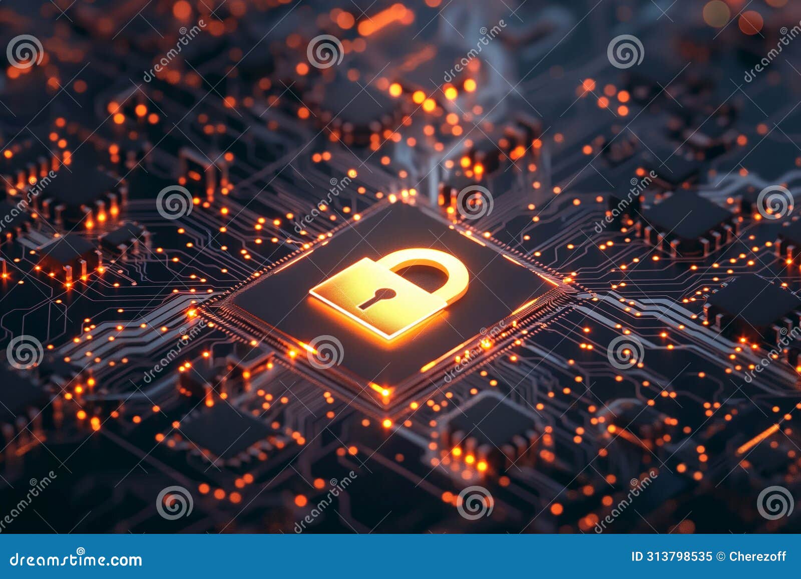 Cybersecurity on Microchip Level Stock Image - Image of electronics ...