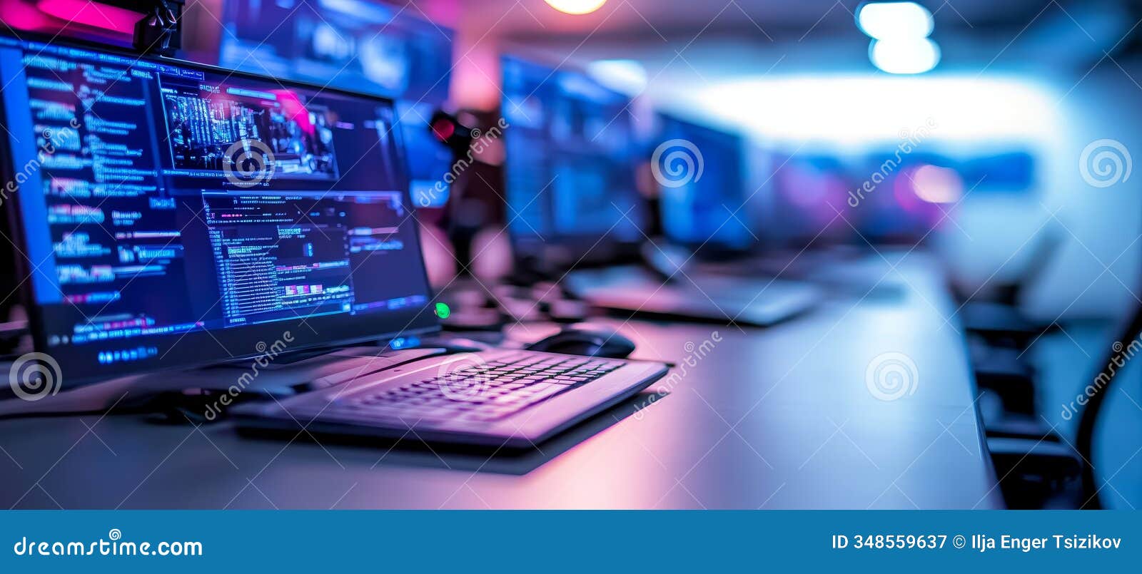 Cybersecurity Monitoring Dashboard, Showing Real-time Network Activity And Threat Analysis Stock ...