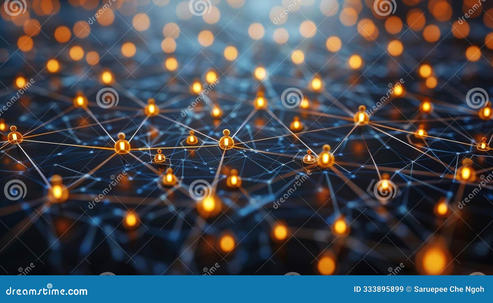 Cybersecurity Network with Glowing Nodes Representing Personal Data ...