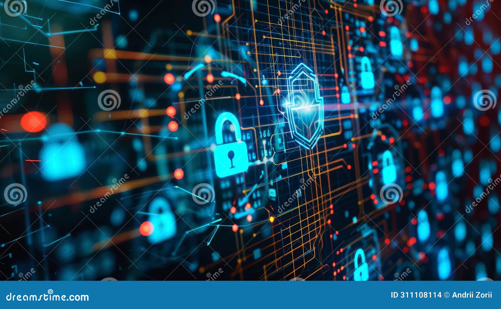 Cybersecurity Network Interface Stock Illustration - Illustration of ...
