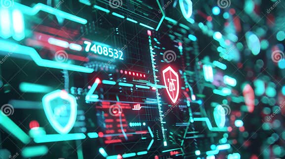Cybersecurity Network Interface, Generative AI Stock Image - Image of ...