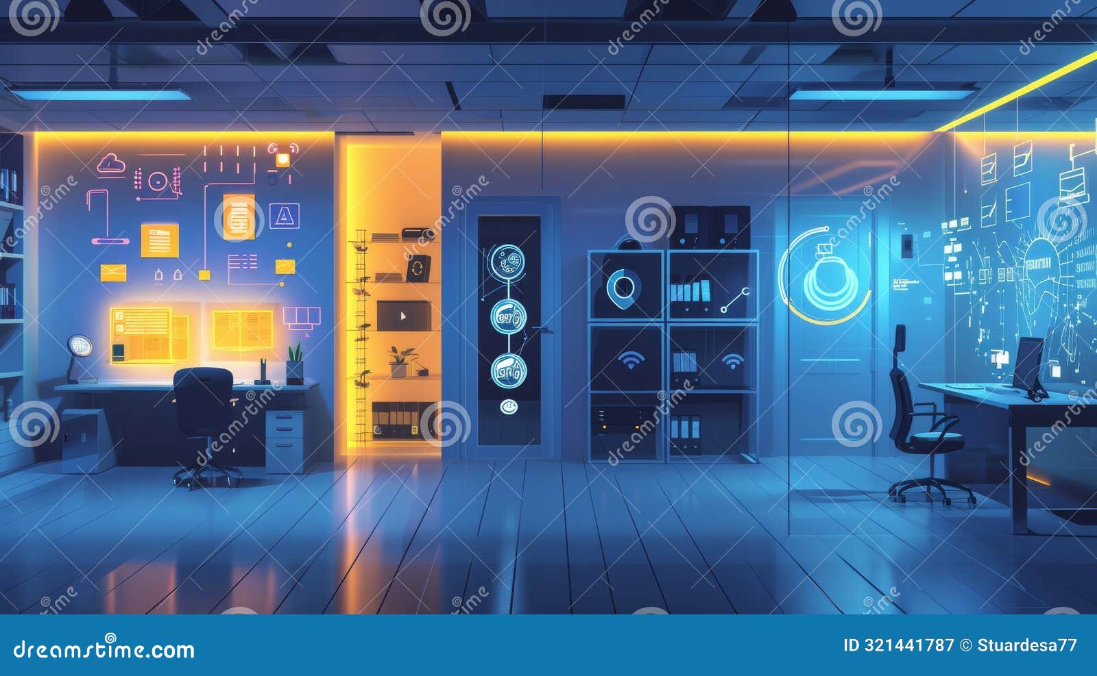Cybersecurity Office with High-Tech Systems Stock Image - Image of open ...
