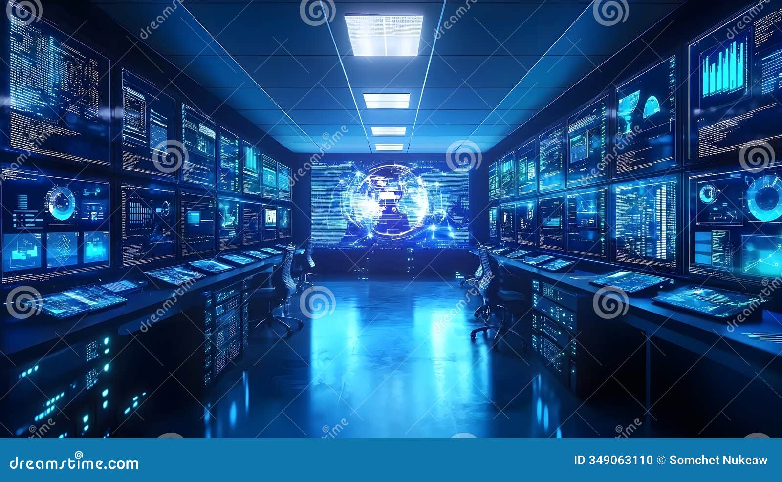 Cybersecurity Operations Room Data Center Digital Environment High-tech ...